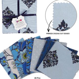 Soimoi Block Print Precut 5-inch Cotton Fabric Quilting Squares Charm Pack DIY Patchwork Sewing Craft