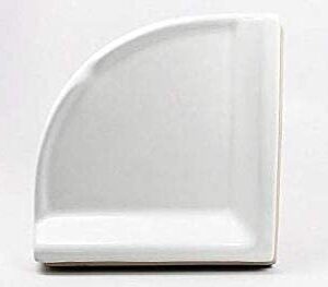 Tenedos White Glazed Ceramic Bathroom Accessory (Corner Shower) - Shampoo and Big Soap Holder- Not Flat Surface Installation