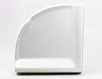 Tenedos White Glazed Ceramic Bathroom Accessory (Corner Shower) - Shampoo and Big Soap Holder- Not Flat Surface Installation