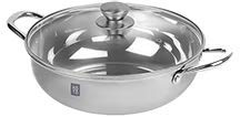 KOTO Premium 18/8 Stainless Steel Shabu Shabu Hot Pot with Tempered Glass Lid, 30CM (11.8'')