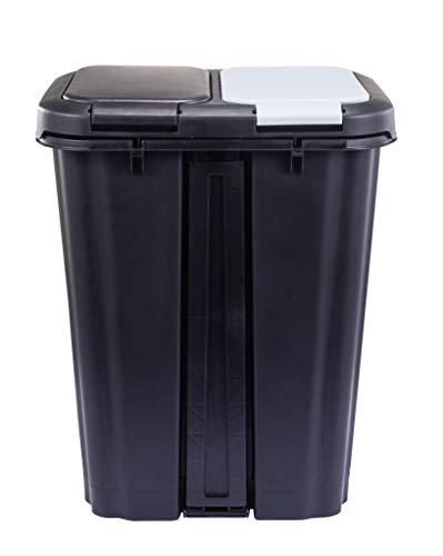 Step N' Sort 11 Gallon, Dual Trash and Recycling Bin with Slow Close Lid,Black,40 Liter,SNS402-B