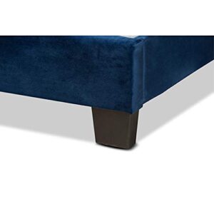 Baxton Studio Caprice Modern and Contemporary Glam Navy Blue Velvet Fabric Upholstered Full Size Panel Bed