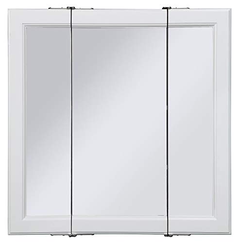 Design House 545103-WHT Wyndham Medicine Cabinet – Durable White Assembled Frame – Bathroom Wall Cabinet with Mirrored Door, 36-Inch – 4.75" X 36" X 30", White, 1 Count, Tri-View