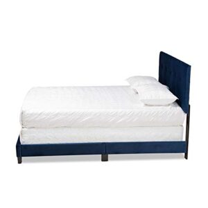 Baxton Studio Caprice Modern and Contemporary Glam Navy Blue Velvet Fabric Upholstered Full Size Panel Bed