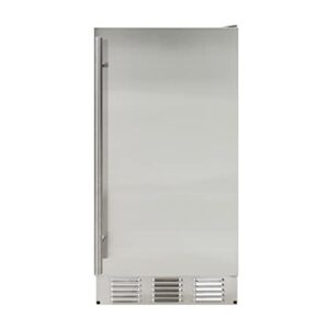 brama ice maker machine 50/lbs. ice daily undercounter built-in or freestanding stainless steel construction with reversible door and auto shut off for indoor or outdoor use, metallic