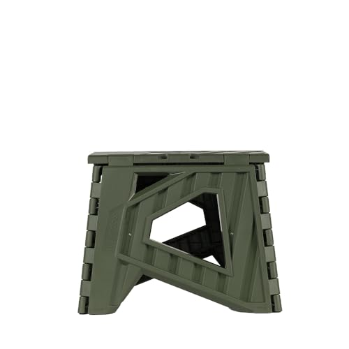 livinbox 9 inch Plastic Collapsible Stool, Folding Stool, Outdoor Step Stool Holds Up to 120kg - Lightweight Plastic Foldable Step Stool, Kitchen, Bathroom & Living Room (Khaki Green)