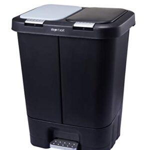 Step N' Sort 11 Gallon, Dual Trash and Recycling Bin with Slow Close Lid,Black,40 Liter,SNS402-B