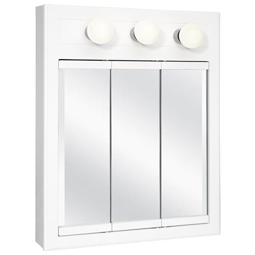 Design House 24 Inch Concord Bathroom Medicine Cabinet, Wall Mounted, Mirror, White, 532374-WHT