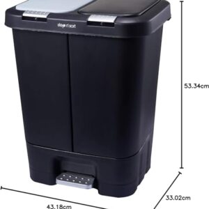 Step N' Sort 11 Gallon, Dual Trash and Recycling Bin with Slow Close Lid,Black,40 Liter,SNS402-B