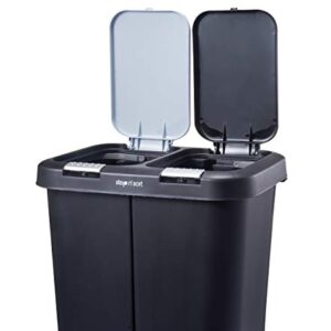 Step N' Sort 11 Gallon, Dual Trash and Recycling Bin with Slow Close Lid,Black,40 Liter,SNS402-B