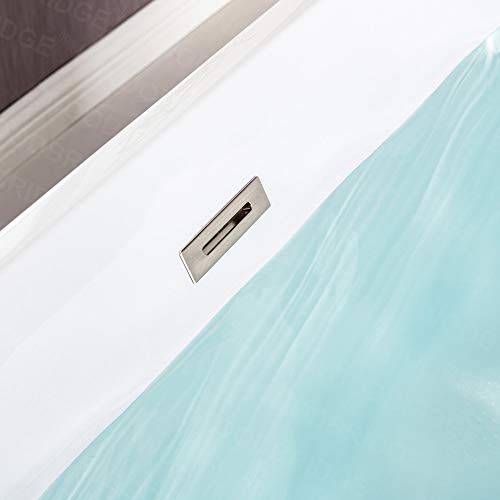 WOODBRIDGE 59" Freestanding Acylic Soaking Bathtub with White, Drain and Overflow inBrushed, BTA1509-B/N-Drain &O + Pillow, with Brushed Nickel Drian