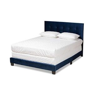 baxton studio caprice modern and contemporary glam navy blue velvet fabric upholstered full size panel bed