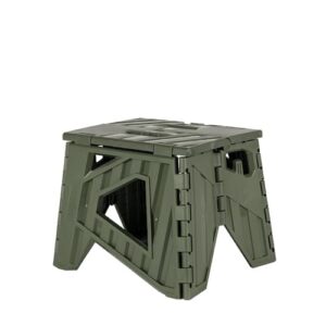 livinbox 9 inch Plastic Collapsible Stool, Folding Stool, Outdoor Step Stool Holds Up to 120kg - Lightweight Plastic Foldable Step Stool, Kitchen, Bathroom & Living Room (Khaki Green)