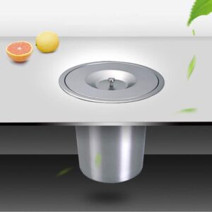 iDili 8L Kitchen Cabinet Countertop Built-in Stainless Steel Trash Can, Flush Recessed Dustbin Eco-Friendly Hidden Embedded Trash Bin