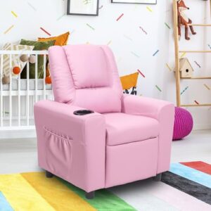 hzlagm Kids Recliner Chair with Cup Holder, Toddler Recliners for Kids Age 0-5 with Side Pockets and Non-Slip Footstool, Child Recliners for Girls Boys Kids Room, Children's Rooms, Pink