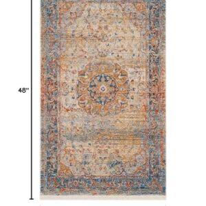 SAFAVIEH Persian Collection Accent Rug - 2'6" x 4', Blue & Multi, Oriental Distressed Design, Non-Shedding & Easy Care, Ideal for High Traffic Areas in Entryway, Living Room, Bedroom (VTP435B)