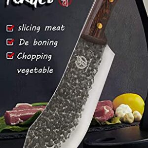 ZENG JIA DAO Butcher Knife - 7'' Bullnose Breaking Knife Meat Cleaver Knife for Meat Cutting - Vacuum Treated High Carbon Steel - Chopping Knife for Kitchen, Outdoor Camping, BBQ 2024 Gift