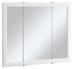 design house 545103-wht wyndham medicine cabinet – durable white assembled frame – bathroom wall cabinet with mirrored door, 36-inch – 4.75" x 36" x 30", white, 1 count, tri-view