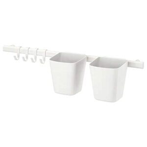 ikea sunnersta - rail with 4 hooks and 2 containers, [white],length: 60 cm