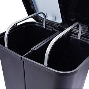 Step N' Sort 11 Gallon, Dual Trash and Recycling Bin with Slow Close Lid,Black,40 Liter,SNS402-B