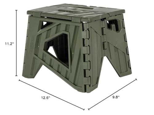 livinbox 9 inch Plastic Collapsible Stool, Folding Stool, Outdoor Step Stool Holds Up to 120kg - Lightweight Plastic Foldable Step Stool, Kitchen, Bathroom & Living Room (Khaki Green)