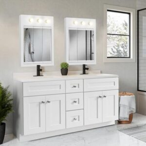 Design House 24 Inch Concord Bathroom Medicine Cabinet, Wall Mounted, Mirror, White, 532374-WHT