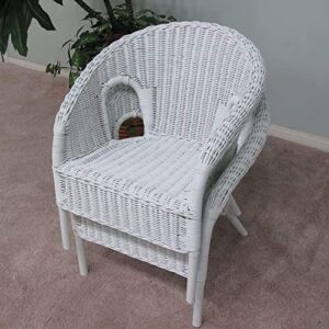 Real Authentic White Rattan & Wicker Stacking Chair for Kid Children (Set of 2)