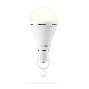 nebo blackout backup led emergency bulb for emergencies, rechargeable bulb fits into most light fixtures providing up to 12 hours of light, one white bulb included