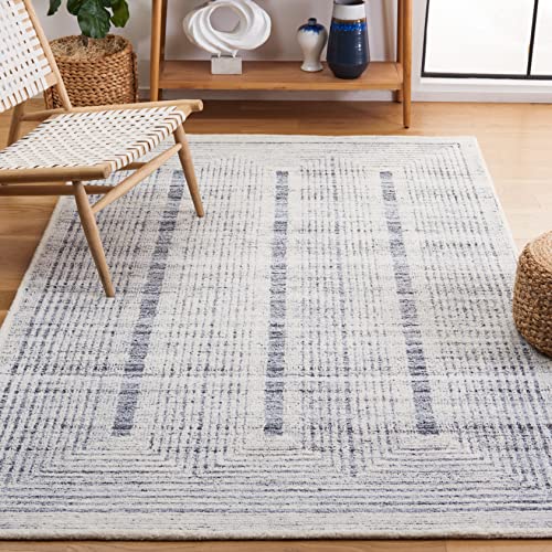 SAFAVIEH Metro Collection 5' x 8' Light GreyIvory MET991G Handmade Stripe Area Rug