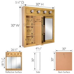 Design House 30 Inch Richland Bathroom Medicine Cabinet, Wall Mounted, Mirror, Oak, 530600-NOK