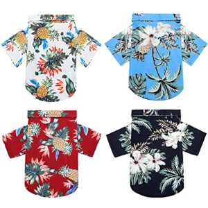 4 pieces summer pet shirts hawaii style floral dog t-shirt hawaiian puppy t-shirts breathable pet cool clothes beach seaside dog shirt sweatshirt for dogs pet puppy (small)