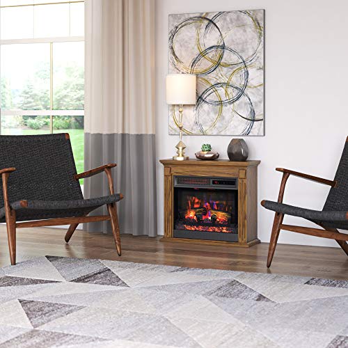 duraflame® Wall Mantel with Infrared Quartz Electric Fireplace and Crackling Sound