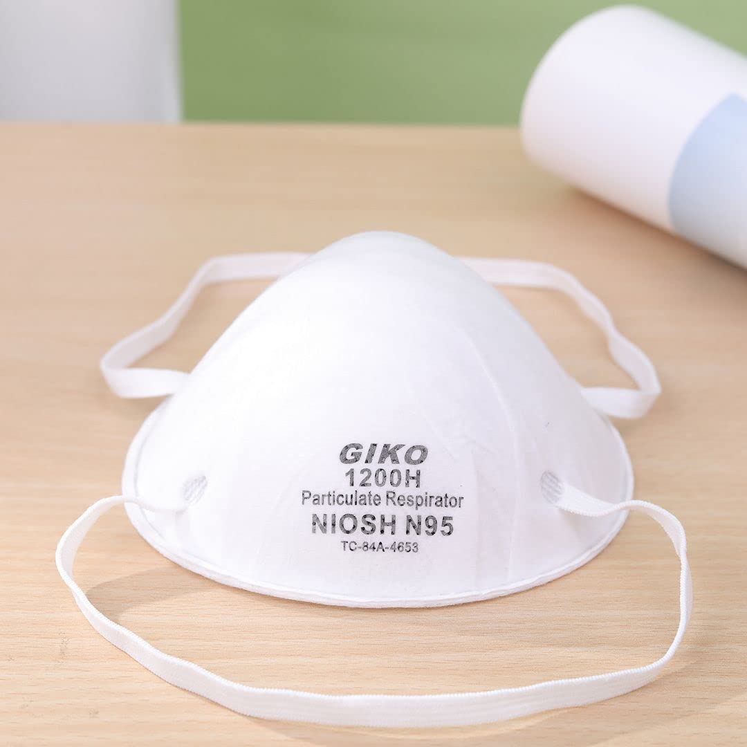 GIKO N95 Face Mask - 20Pcs Cup Dust Safety Masks, N95 Protective Mask, Protection Against PM2.5 Dust, Fire Smoke, Filter Efficiency≥95%, White