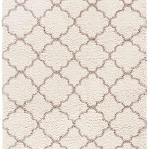 SAFAVIEH Hudson Shag Collection Area Rug - 8' x 10', Ivory & Beige, Moroccan Trellis Design, Non-Shedding & Easy Care, 2-inch Thick Ideal for High Traffic Areas in Living Room, Bedroom (SGH282E)