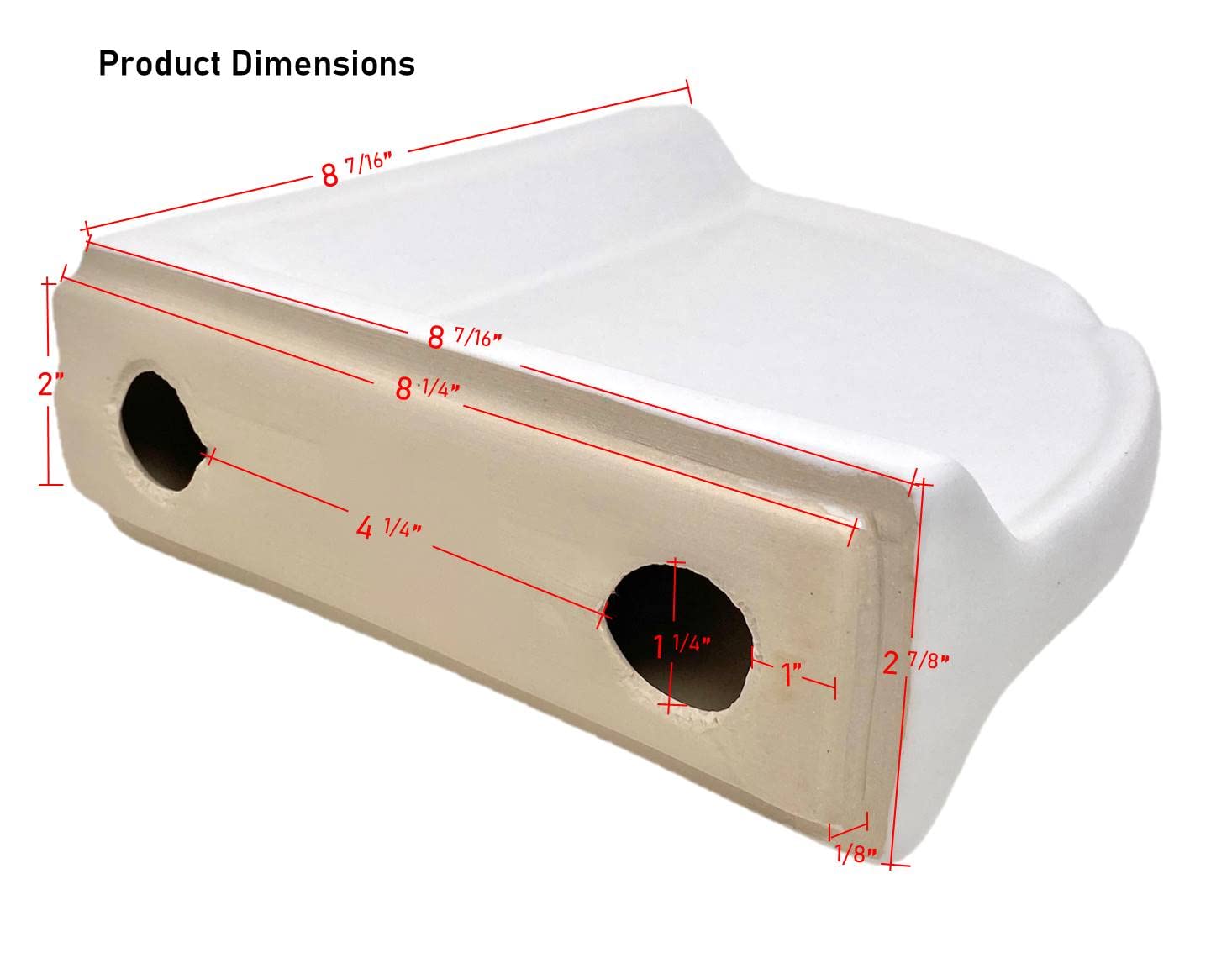 Tenedos White Glazed Ceramic Bathroom Accessory (Corner Shower) - Shampoo and Big Soap Holder- Not Flat Surface Installation