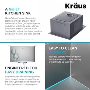 KRAUS Kore 15-Inch Drop In/Top Mount Workstation 16 Gauge Single Bowl Stainless Steel Bar Kitchen Sink with Accessories, KWT311-15