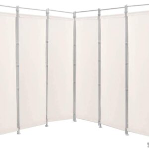 Nightcore 6 Ft Room Divider, 6 Panel Folding Wall Divider, Freestanding Partition with Adjustable Foot Pads, Perfect Privacy Screen for Home Office (White)