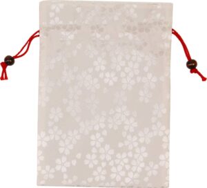 eyashi craft made in japan goshi stamp book holder drawstring bag 7.5 x 10.6 inches (19 x 27 cm), cherry blossom white