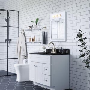 Design House 24 Inch Concord Bathroom Medicine Cabinet, Wall Mounted, Mirror, White, 532374-WHT