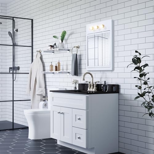 Design House 24 Inch Concord Bathroom Medicine Cabinet, Wall Mounted, Mirror, White, 532374-WHT