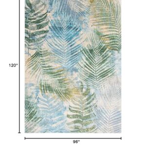 SAFAVIEH Lillian Collection Area Rug - 8' x 10', Blue & Green, Tropical Boho Design, Non-Shedding & Easy Care, Ideal for High Traffic Areas in Living Room, Bedroom (LLN308M)