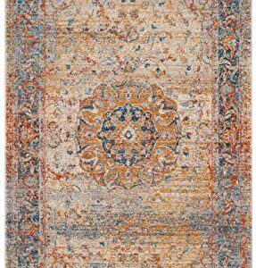 SAFAVIEH Persian Collection Accent Rug - 2'6" x 4', Blue & Multi, Oriental Distressed Design, Non-Shedding & Easy Care, Ideal for High Traffic Areas in Entryway, Living Room, Bedroom (VTP435B)