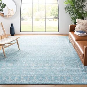 safavieh tulum collection area rug - 8' x 10', aqua & ivory, moroccan boho distressed design, non-shedding & easy care, ideal for high traffic areas in living room, bedroom (tul271k)