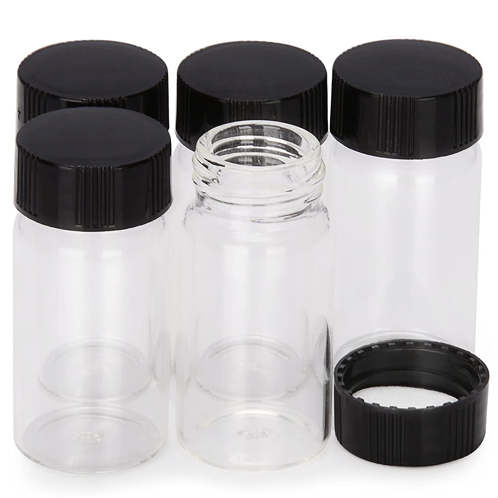 Labasics Clear Glass Sample Vials with Cap, Screw Cap Sample Vials Clear Glass Liquid Sampling Bottle Reagent Bottle with Cap Closure, 20ml / 0.6 oz. Pack of 20