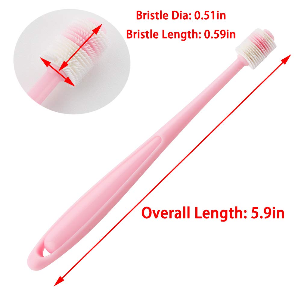 2 Pcs 360-Degree Small Dog and Cat Toothbrush, Bristle Diameter 0.51", Soft Silicone Deep Pet Teeth Cleaning Kit (Colors May Vary)