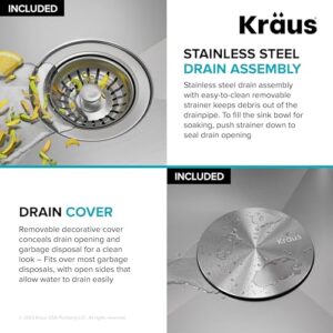 KRAUS Kore 15-Inch Drop In/Top Mount Workstation 16 Gauge Single Bowl Stainless Steel Bar Kitchen Sink with Accessories, KWT311-15