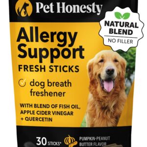 Pet Honesty Allergy Support Fresh Sticks - Dental Sticks for Dogs - Dental Dog Chews - Immune Health + Allergy Support for Dogs - Freshen Dog Breath, Reduce Plaque + Tartar - 30 Sticks