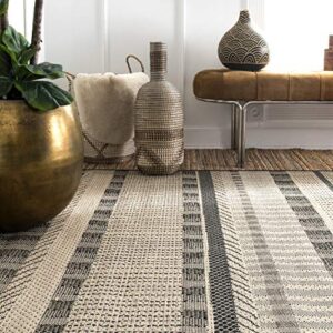 nuLOOM Indoor/Outdoor Modern Moroccan Megan Area Rug, 4' x 6', Grey