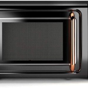 Moccha Compact Retro Microwave Oven, 0.7Cu.ft, 700-Watt Countertop Microwave Ovens w/5 Micro Power, Delayed Start Function, LED Display, Child Lock (Black)