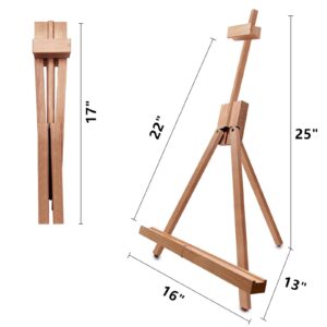 Miratuso Painting Easel, Folding Wooden Tabletop Easel Stand Holds Highest to 22" Canvas, Portable Desktop Easel Suitable for Artists, Beginners, Students